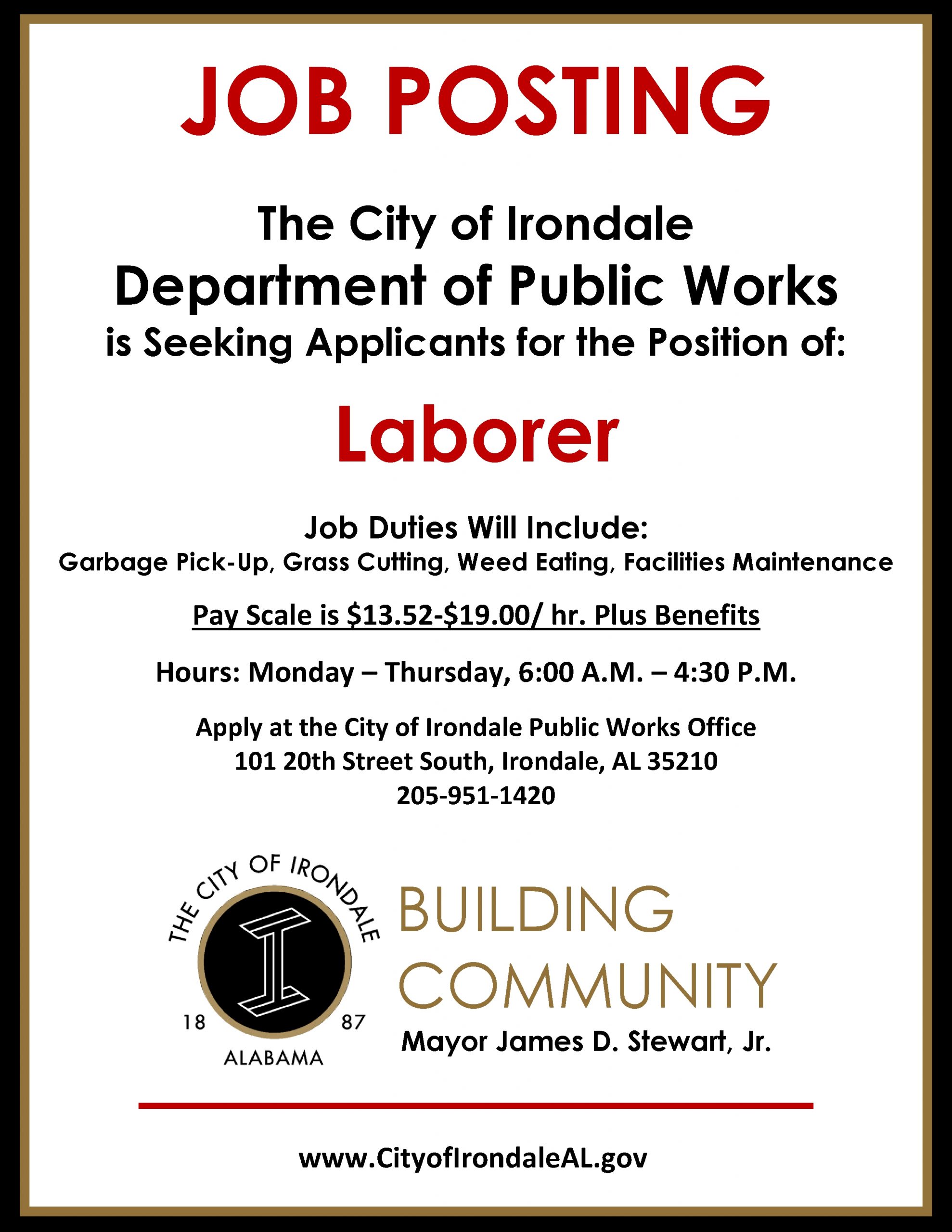 Job Opportunities - City of Irondale